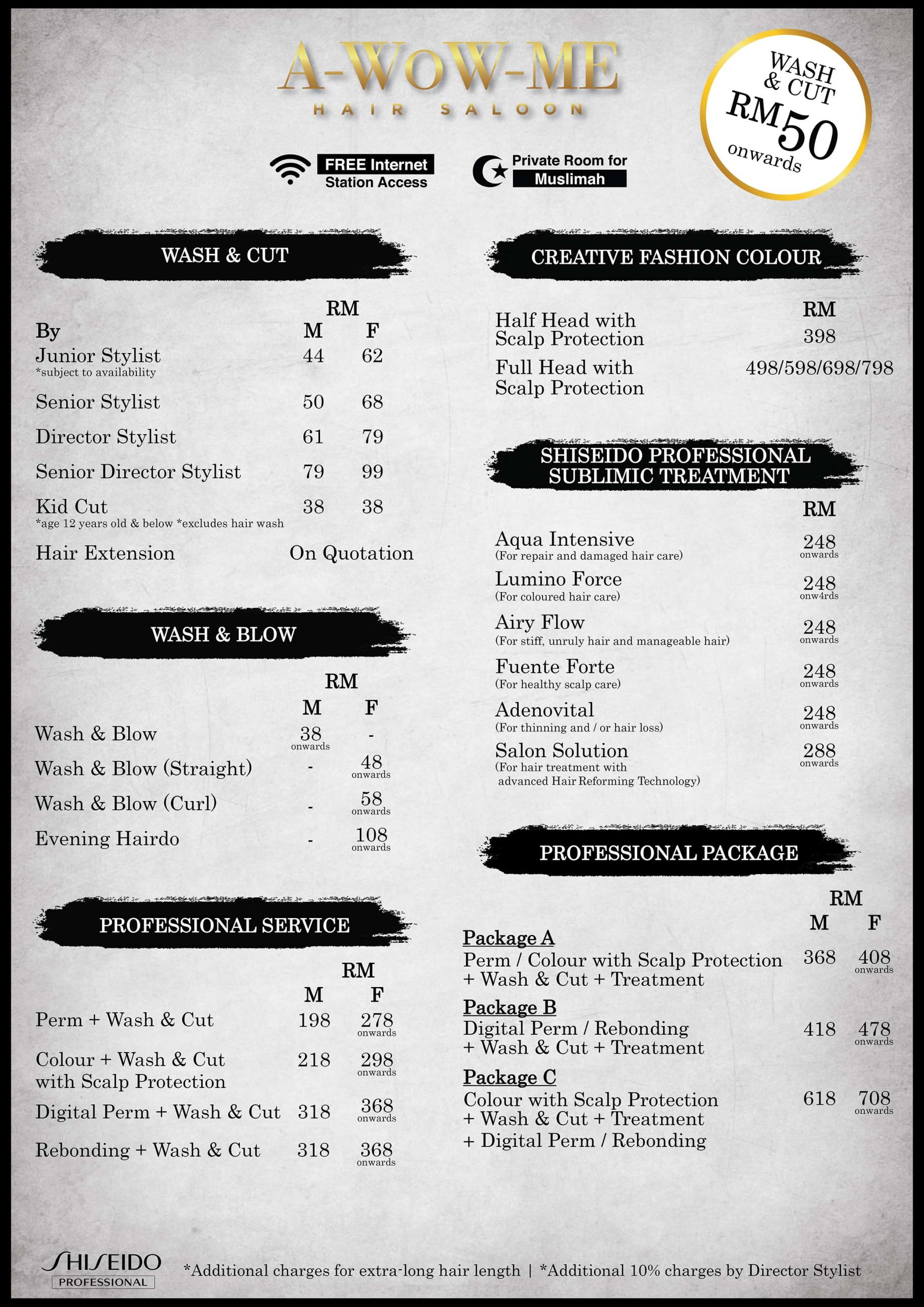 Salon Outlets & Pricing | A-WoW-Me